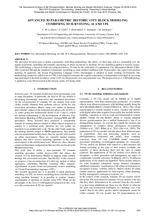 Pdf Advanced 3d Parametric Historic City Block Modeling Combining 3d Surveying Ai And Vpl
