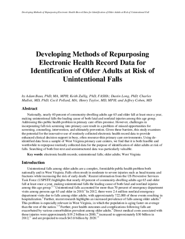 (PDF) Developing Methods of Repurposing Electronic Health Record Data ...
