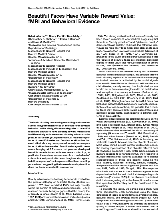 Beautiful Faces Have Variable Reward Value