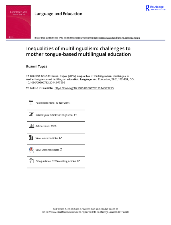 (PDF) Inequalities of Multilingualism: Challenges to Mother Tongue ...