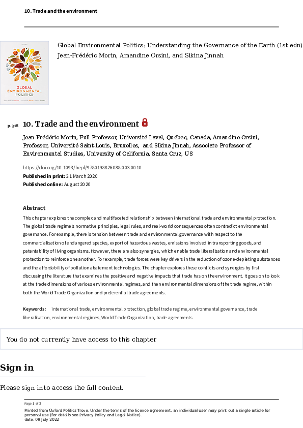 10. Trade and the environment