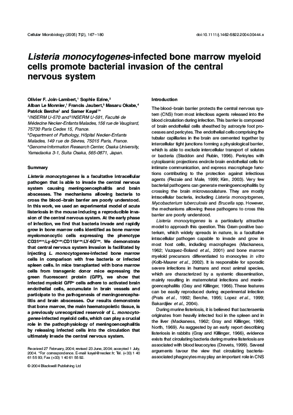 (PDF) Listeria monocytogenes-infected bone marrow myeloid cells promote ...