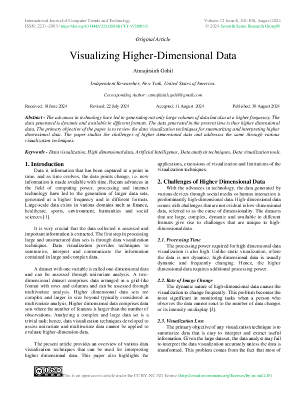 (PDF) Visualizing Higher-Dimensional Data