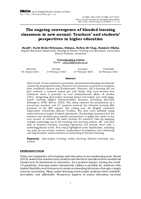 (PDF) The ongoing convergence of blended learning classroom in new ...