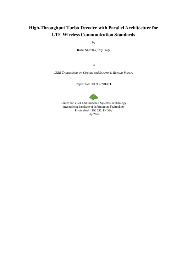 (PDF) High-Throughput Turbo Decoder With Parallel Architecture for LTE ...