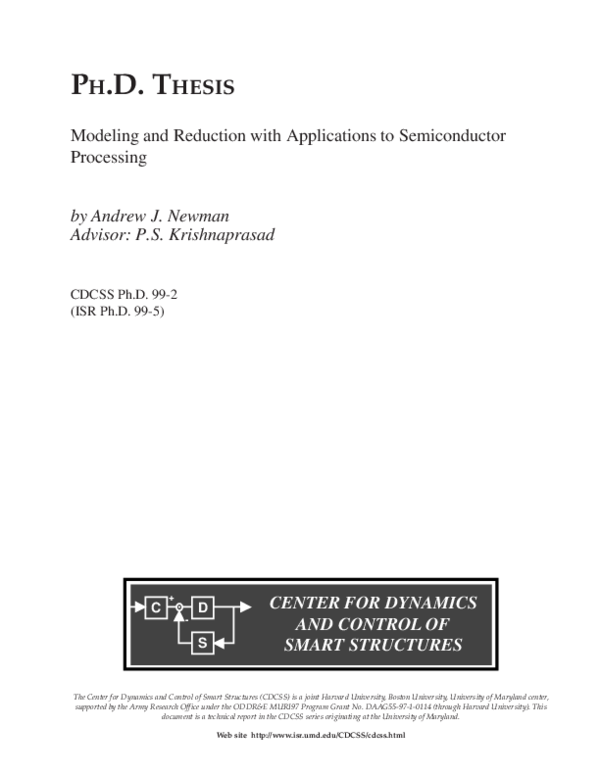 (PDF) Modeling and Reduction With Applications to Semiconductor Processing