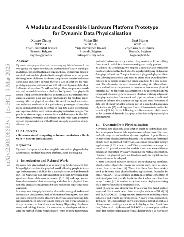 (PDF) A Modular and Extensible Hardware Platform Prototype for Dynamic Data Physicalisation
