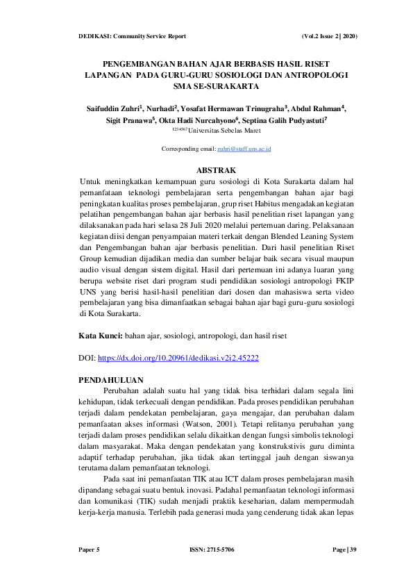 (PDF) Pengembangan Bahan Ajar Berbasis Hasil Riset Lapangan Pada Guru ...