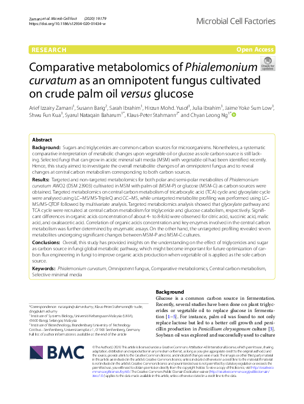 (PDF) Comparative metabolomics of Phialemonium curvatum as an ...