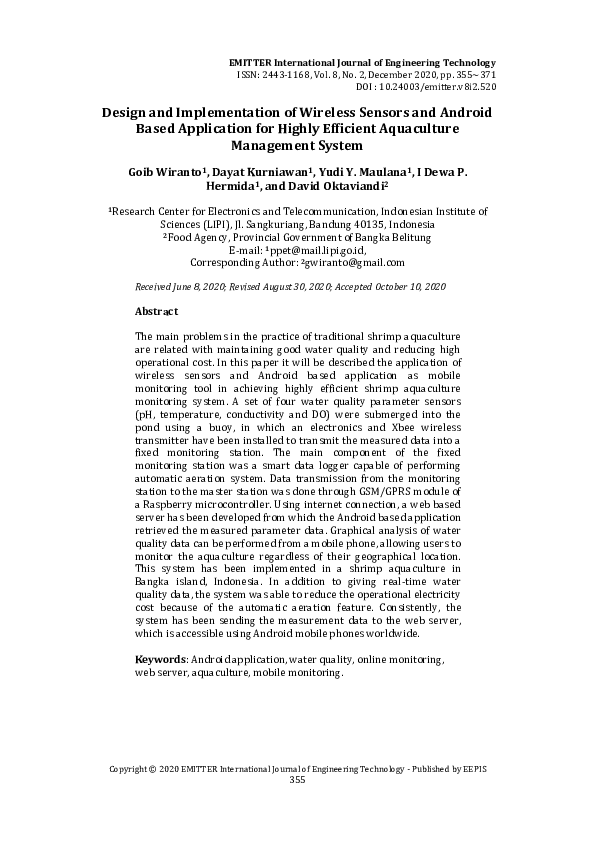 (PDF) Design and Implementation of Wireless Sensors and Android Based Application for Highly ...