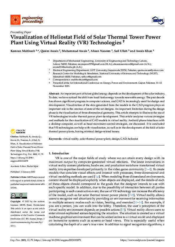 (PDF) Visualization of Heliostat Field of Solar Thermal Tower Power Plant Using Virtual Reality ...