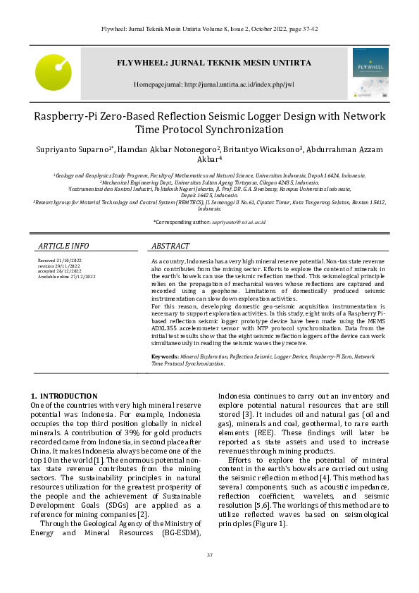 (PDF) Raspberry-Pi Zero-Based Reflection Seismic Logger Design with Network Time Protocol ...
