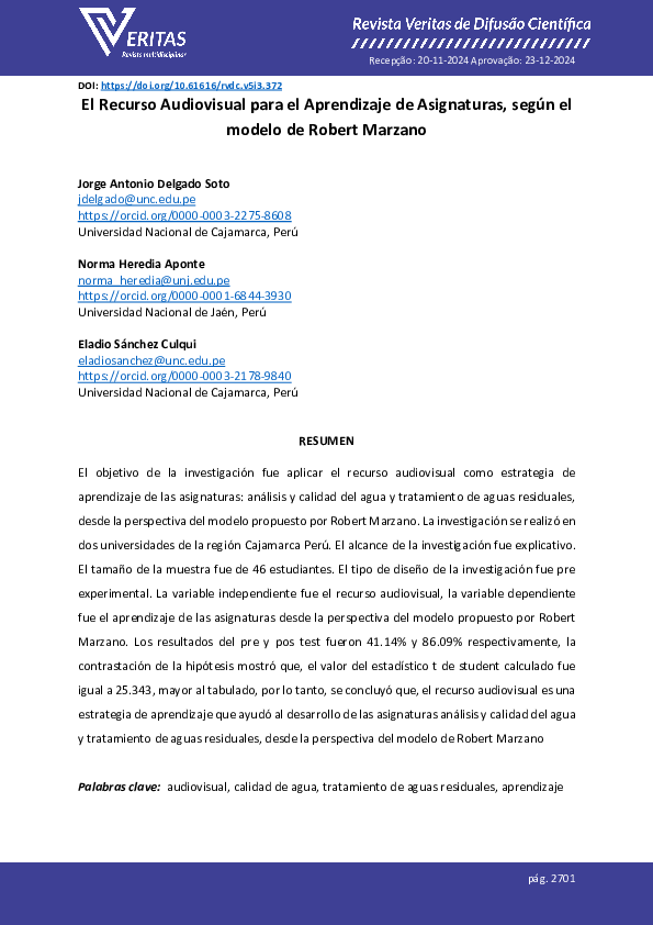 (PDF) El Recurso Audiovisual para el Aprendizaje de Asignaturas, según ...