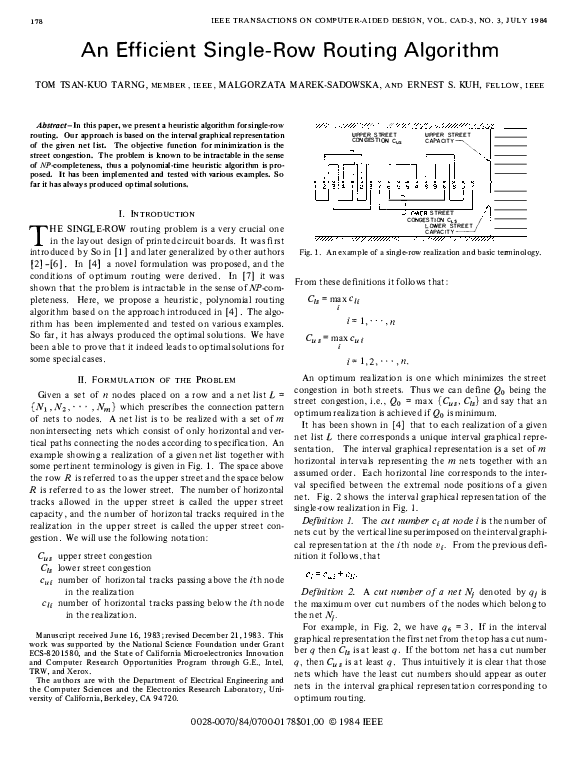 (PDF) An Efficient Single-Row Routing Algorithm