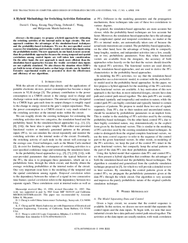 (PDF) A hybrid methodology for switching activities estimation