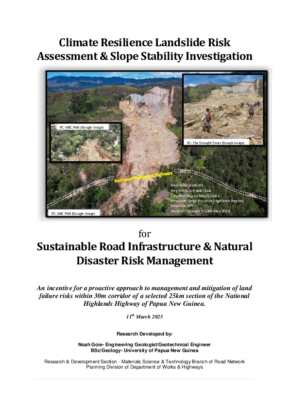 (PDF) Climate Resilience Landslide Risk Assessment & Slope Stability Investigation for ...