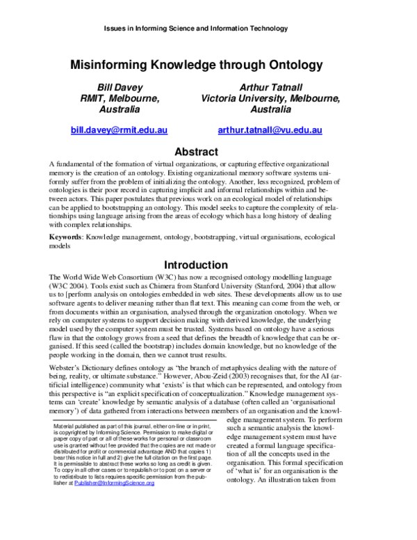 (PDF) Misinforming Knowledge through Ontology