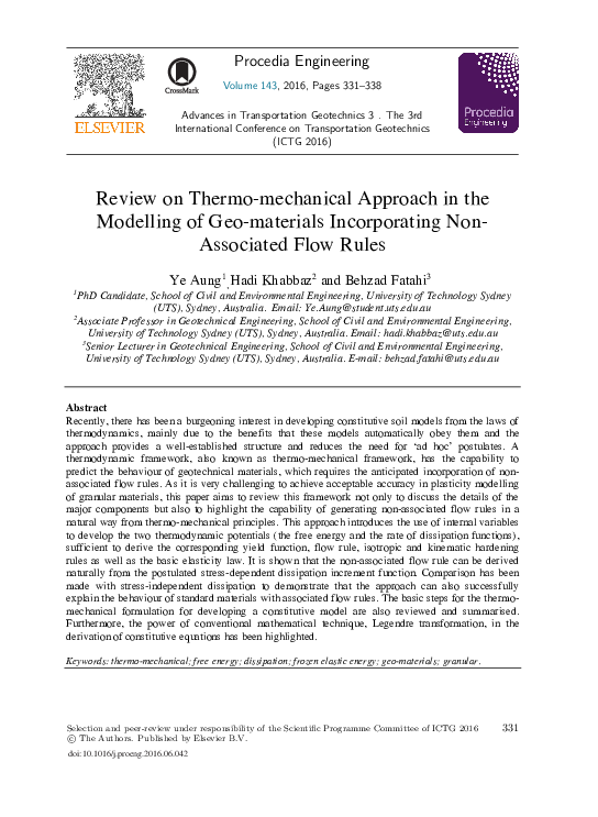 (PDF) Review on Thermo-mechanical Approach in the Modelling of Geo ...