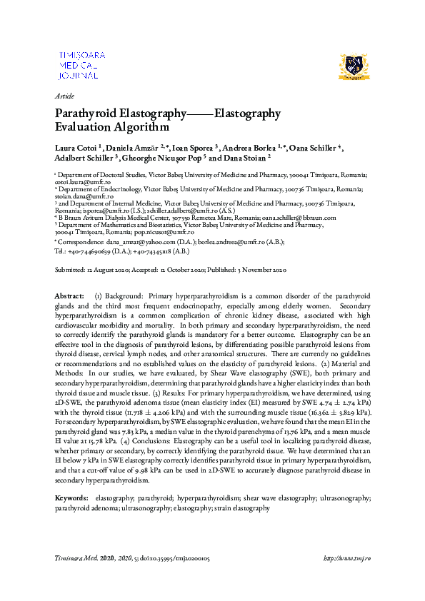 (PDF) Parathyroid Elastography―Elastography Evaluation Algorithm