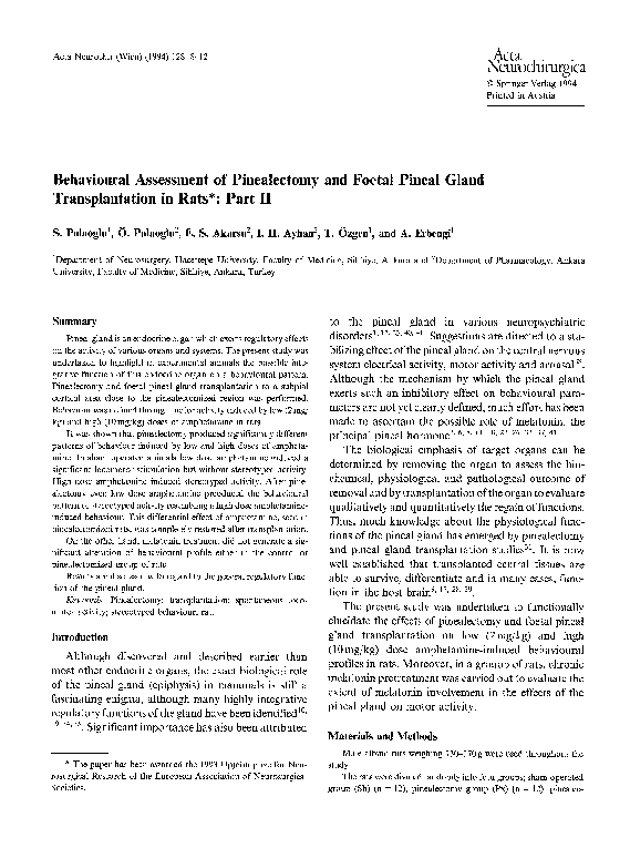 (PDF) Behavioural assessment of pinealectomy and foetal pineal gland ...