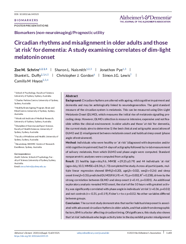 (PDF) Circadian rhythms and misalignment in older adults and those ‘at ...
