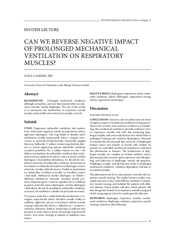 (PDF) Can We Reverse Negative Impact of Prolonged Mechanicalventilation ...