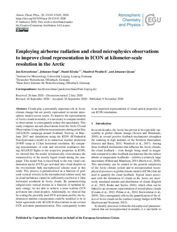 (PDF) Employing airborne radiation and cloud microphysics observations to improve cloud ...