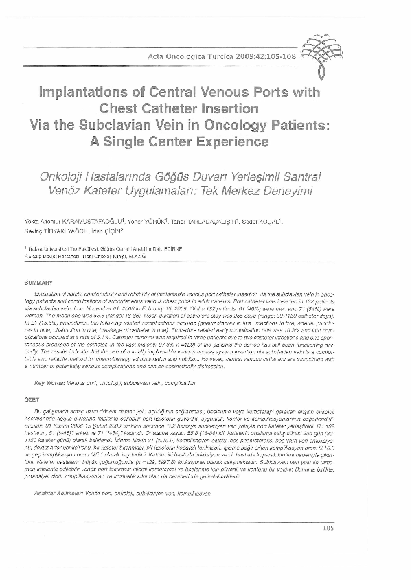 (PDF) Implantations of Central Venous Ports with Chest Catheter ...