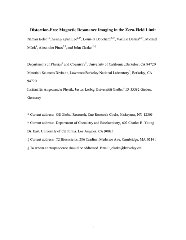 (PDF) Distortion-free magnetic resonance imaging in the zero-field limit