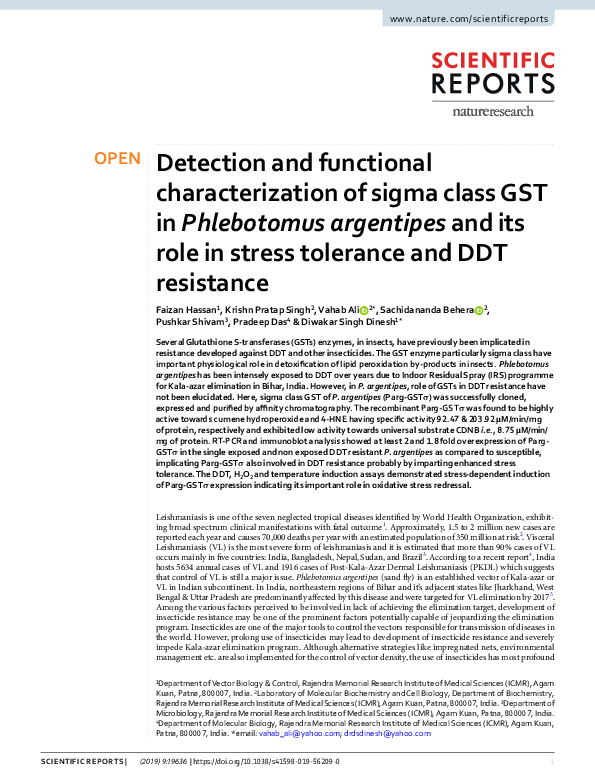 (PDF) Detection and functional characterization of sigma class GST in ...