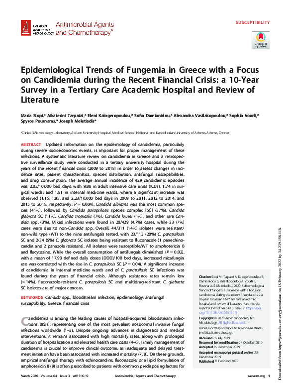 (PDF) Epidemiological Trends of Fungemia in Greece with a Focus on ...