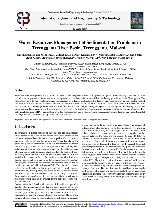 (PDF) Water Resources Management of Sedimentation Problems in Terengganu River Basin, Terengganu ...