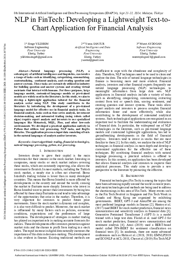 (PDF) NLP in FinTech: Developing a Lightweight Text-to-Chart ...