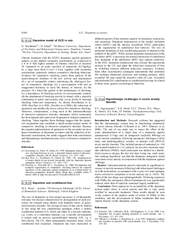 (PDF) S.15.02 Dopamine model of OCD in rats