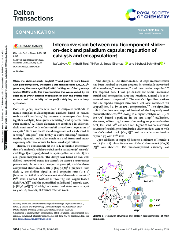 (PDF) Interconversion between multicomponent slider-on-deck and palladium capsule: regulation of ...
