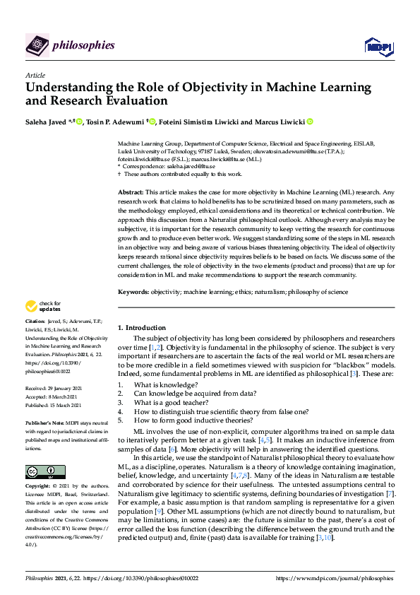 (PDF) Understanding the Role of Objectivity in Machine Learning and ...