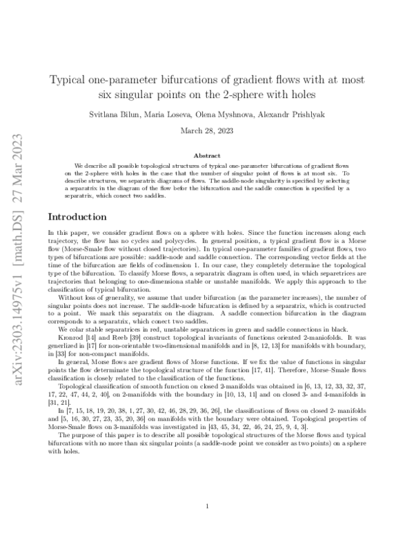 (PDF) Typical one-parameter bifurcations of gradient flows with at most ...