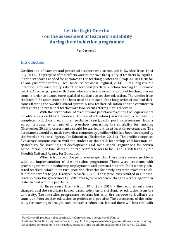 (PDF) Let the Right One Out - on the assessment of teachers ...
