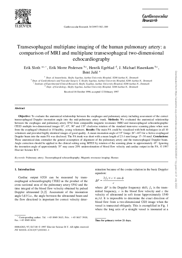 (PDF) Transesophageal multiplane imaging of the human pulmonary artery ...