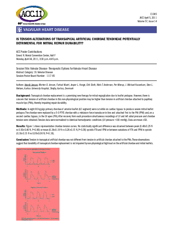 Is Tension Alterations of Transapical Artificial Chordae Tendineae ...