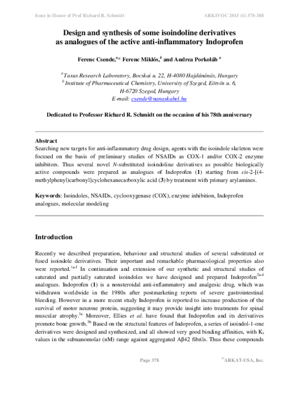 (PDF) Design and synthesis of some isoindoline derivatives as analogues ...