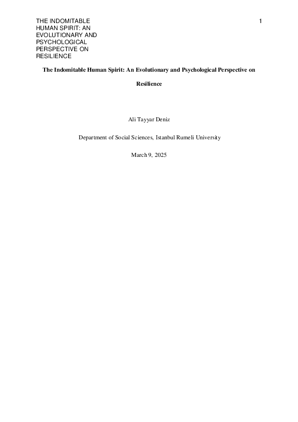 (PDF) THE INDOMITABLE HUMAN SPIRIT: AN EVOLUTIONARY AND PSYCHOLOGICAL ...