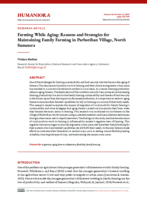 (PDF) Farming While Aging: Reasons and Strategies for Maintaining ...