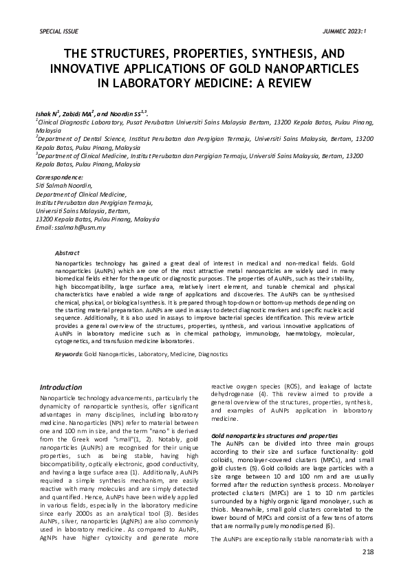 (PDF) The Structures, Properties, Synthesis, and Innovative Applications of Gold Nanoparticles ...