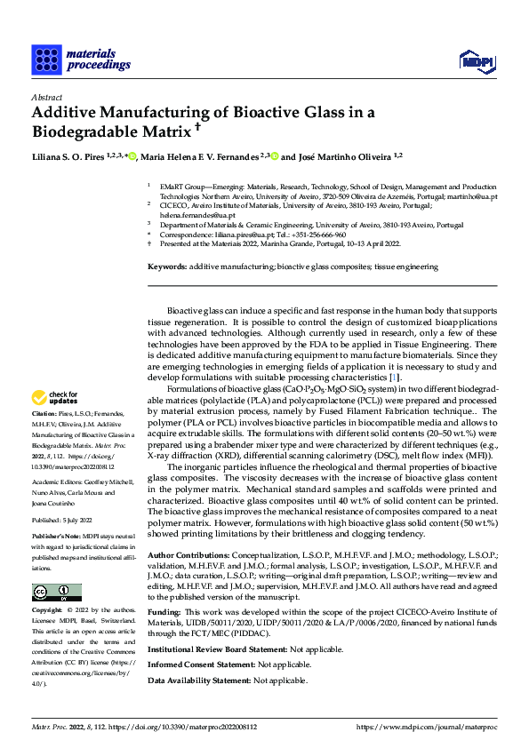 Additive Manufacturing of Bioactive Glass in a Biodegradable Matrix