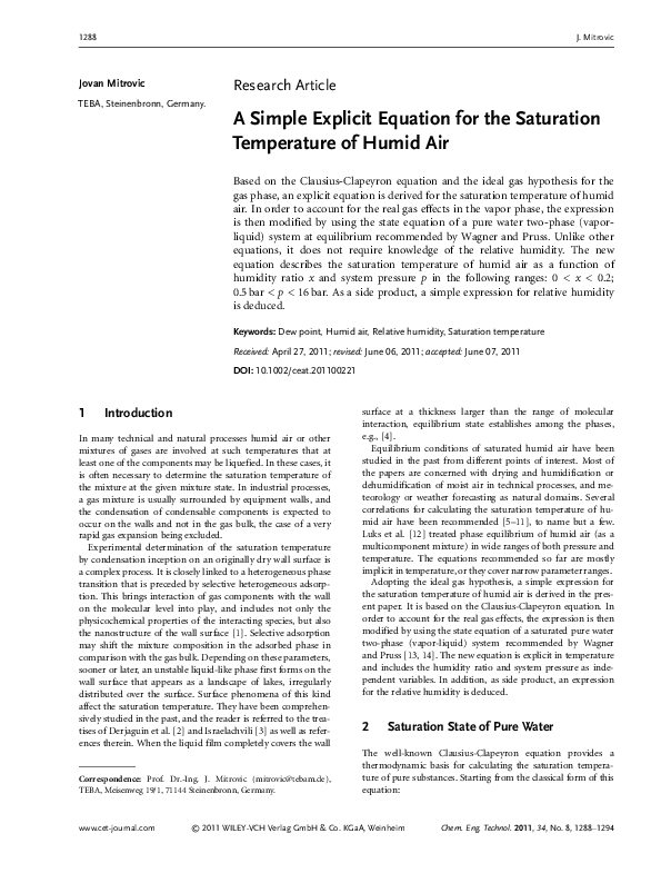 (PDF) A Simple Explicit Equation for the Saturation Temperature of ...