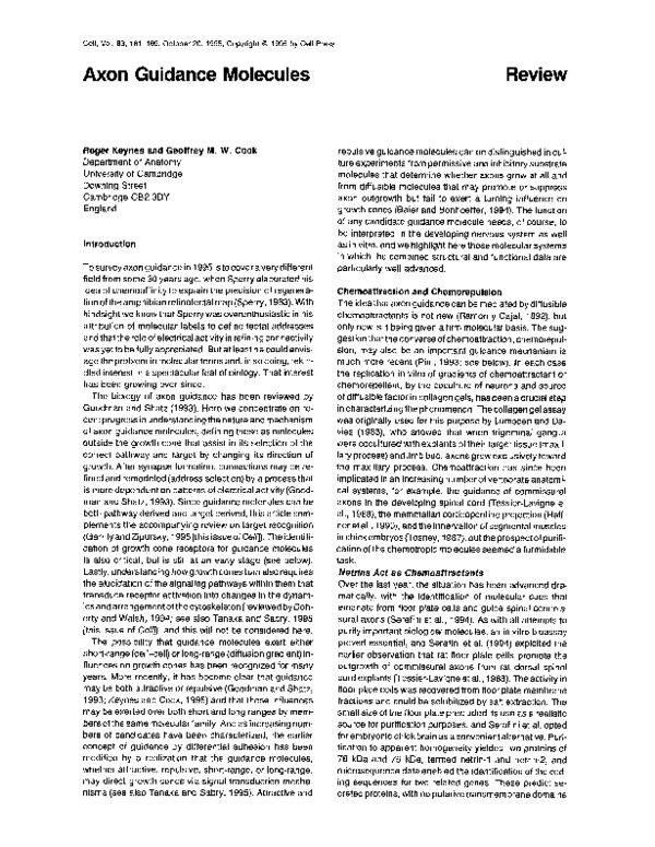 (PDF) Axon guidance molecules
