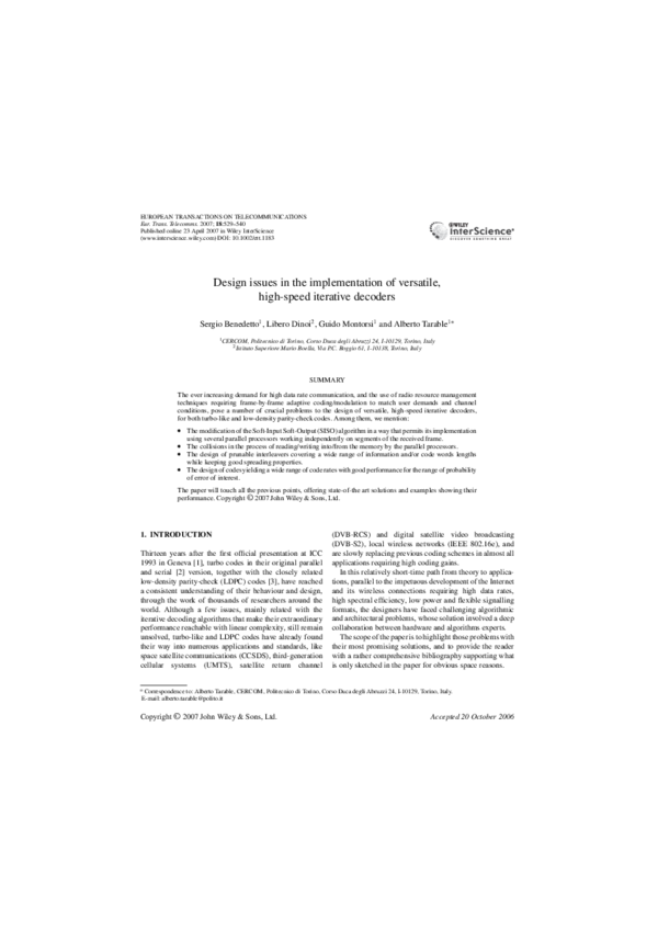(PDF) Design issues in the implementation of versatile, high‐speed ...