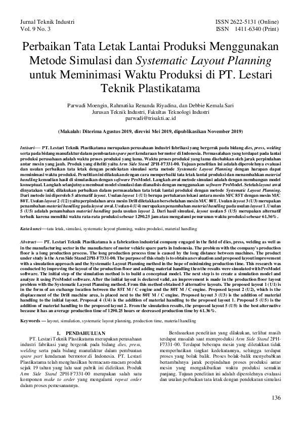(PDF) Perbaikan Tata Letak Lantai Produksi Menggunakan Metode Simulasi ...