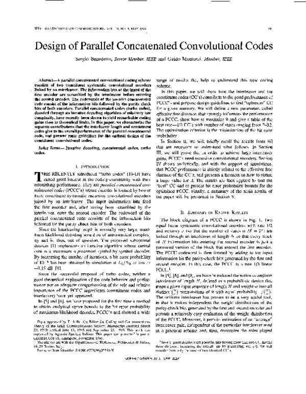 (PDF) Design of parallel concatenated convolutional codes